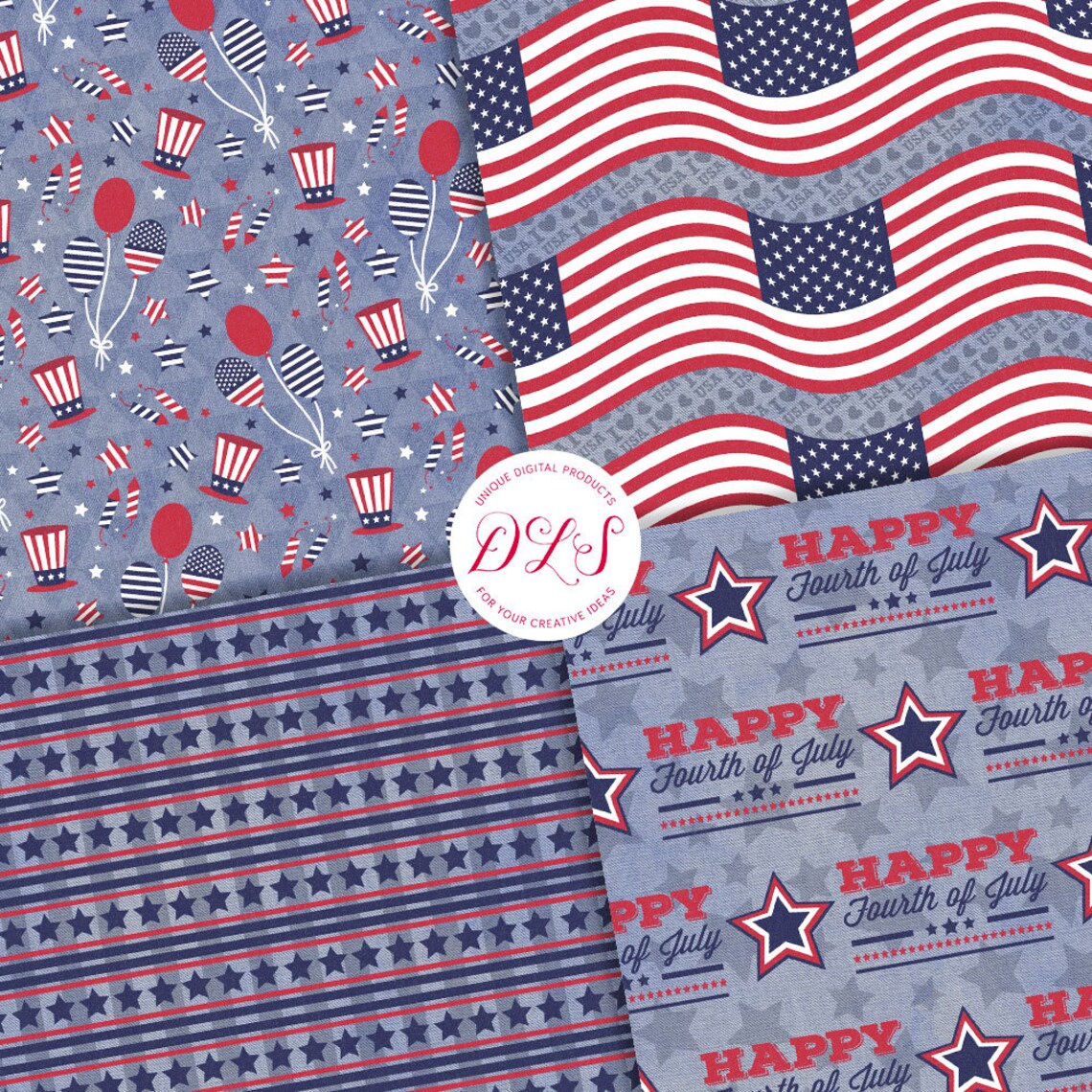 July Papers : let's Celebrate Happy 4th of | Etsy