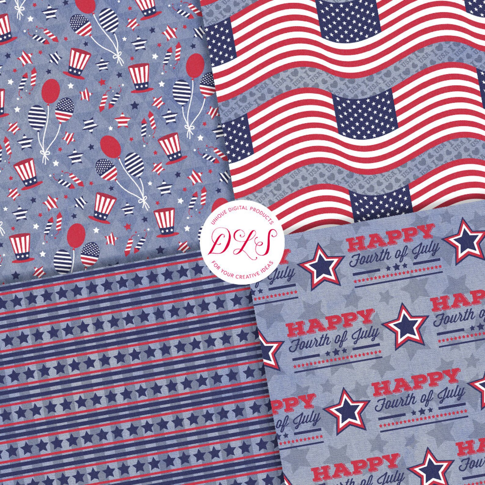 July Papers : "let's Celebrate" Happy 4th of July Patriotic ...