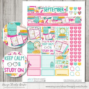 BACK TO SCHOOL Planner Stickers, Printable September Monthly Kit, Big ...