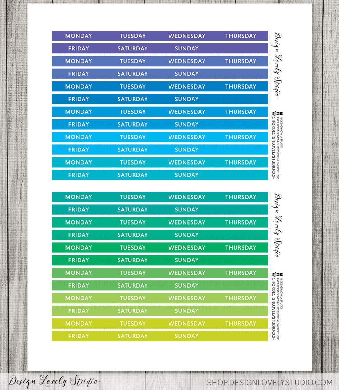 Monday Sunday Planner Stickers Monday to Sunday Planner | Etsy