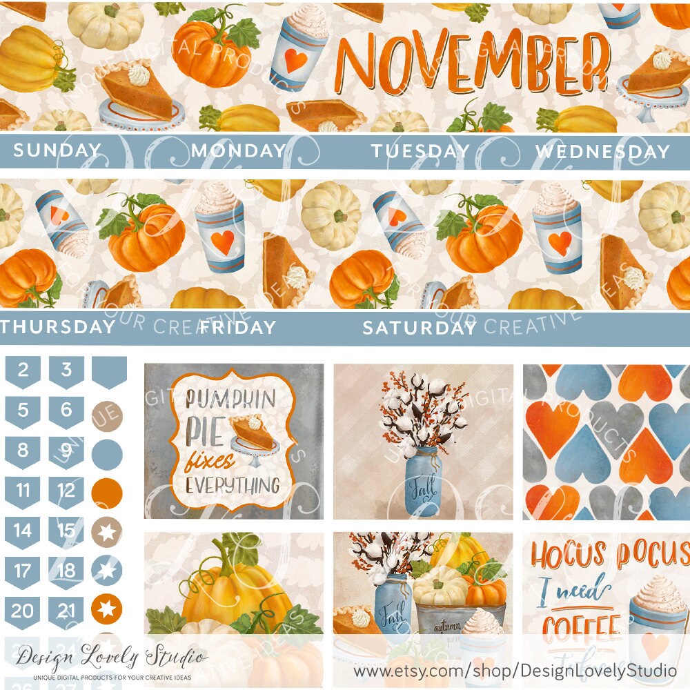 November Monthly Kit for Erin Condren November Planner - Etsy