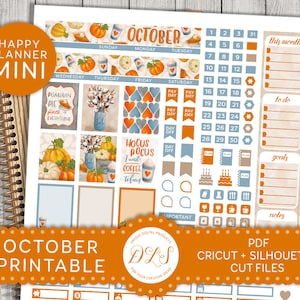 October Mini Happy Planner, October Monthly Sticker Kit, October ...