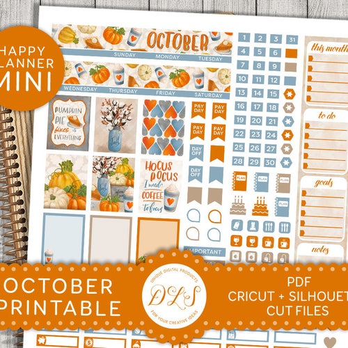 October Mini Happy Planner October Monthly Sticker Kit - Etsy