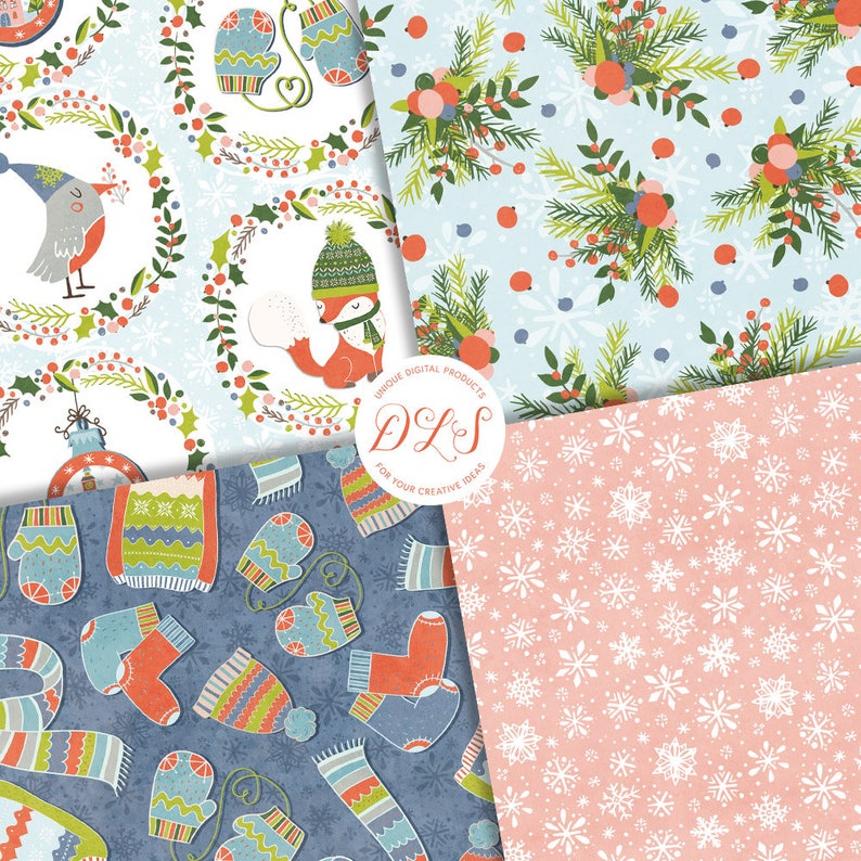 Christmas Digital Paper Winter Digital Paper Christmas | Etsy