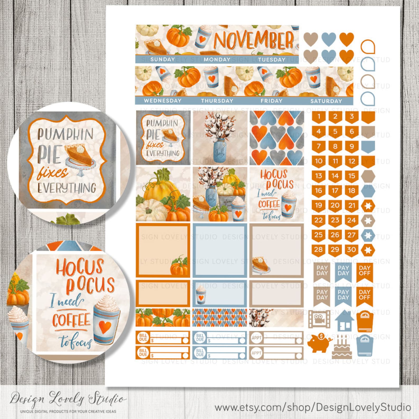 November Happy Planner Monthly Kit November Printable Planner | Etsy