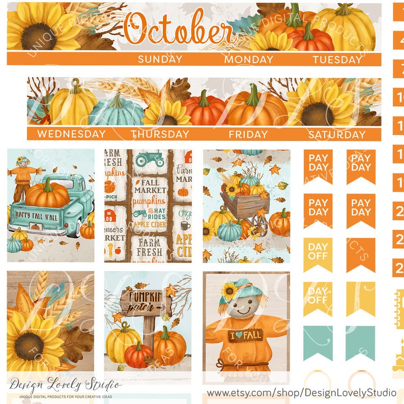 October Mini Happy Planner Stickers October Monthly | Etsy