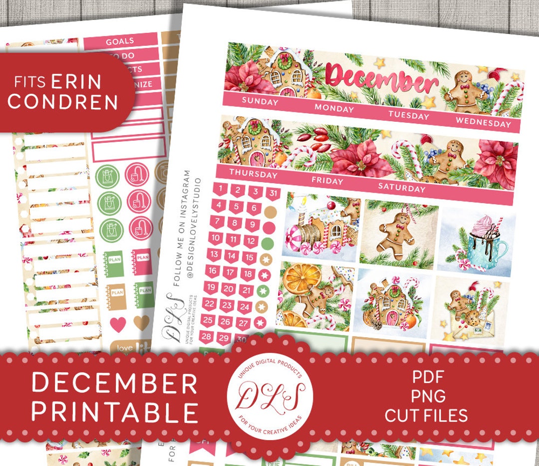 DECEMBER Planner Stickers, Christmas Planner Stickers, Holiday Planner ...