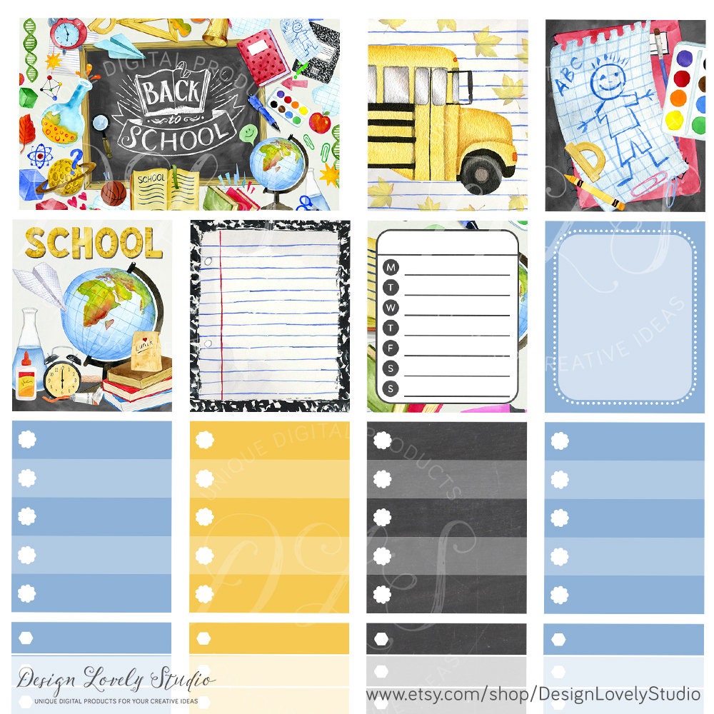 Printable BACK TO SCHOOL Planner Stickers Mini Happy Planner | Etsy