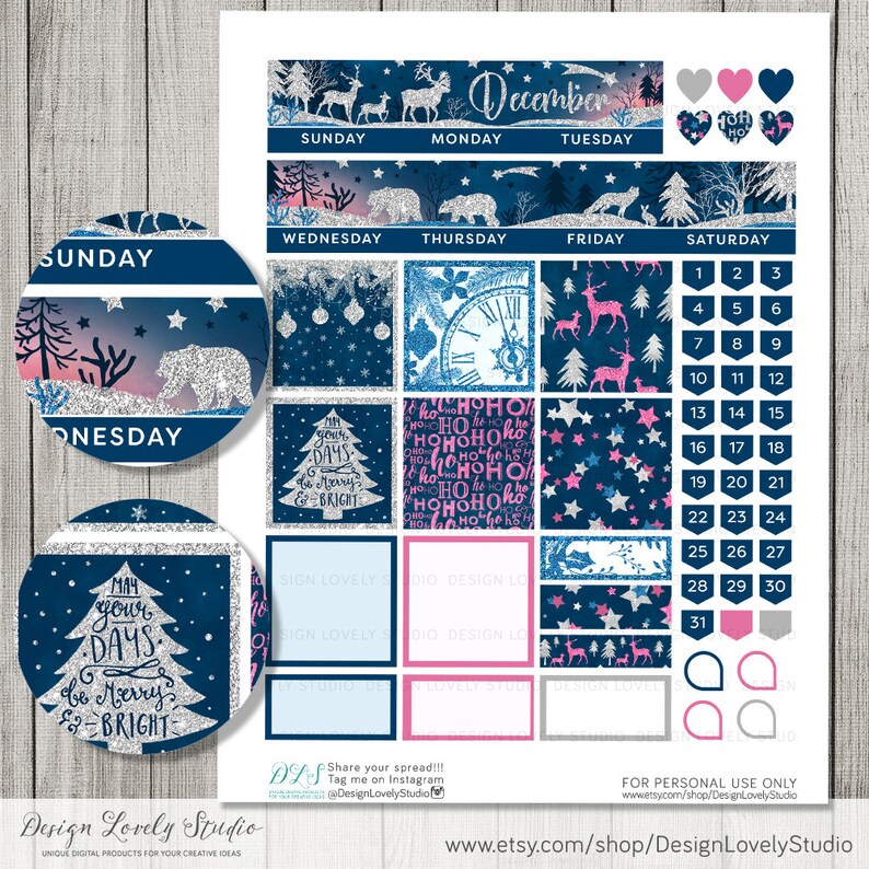 Big Happy Planner December Stickers Kit December Printable | Etsy
