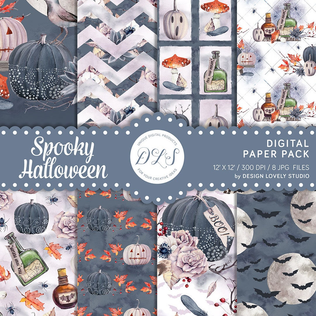 Halloween Digital Paper, Halloween Digital Backdrop, Pumpkin Digital ...