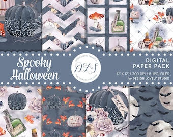 Halloween Digital Paper Ghost Scrapbook Paper Spider Paper - Etsy