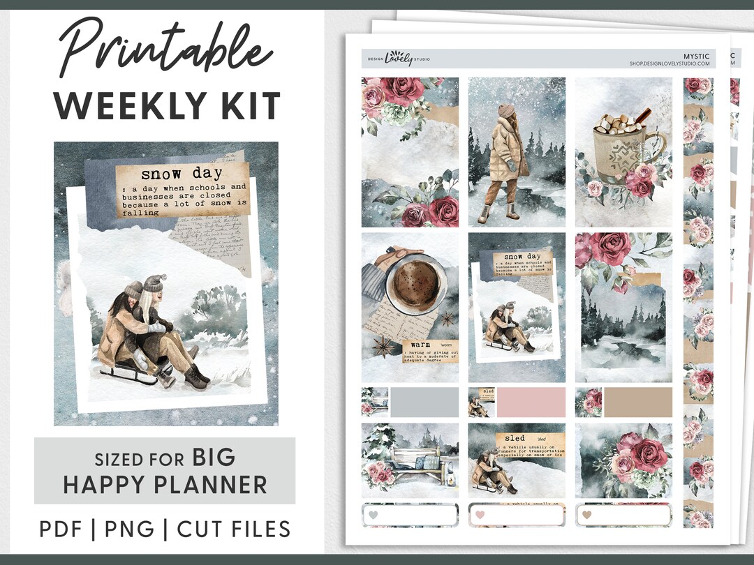 Winter Planner Stickers, Big Happy Planner Stickers Kit, Winter Forest ...