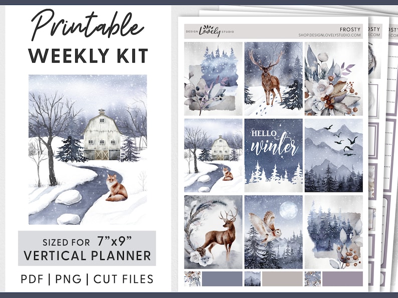 Winter Stickers Kit, Printable Planner Stickers, December Planner ...