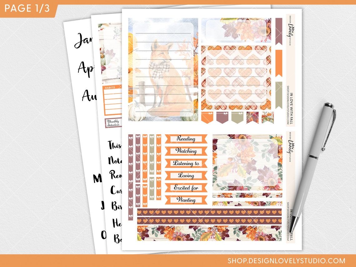 Notes Page Sticker Kit Printable Planner Stickers Monthly - Etsy