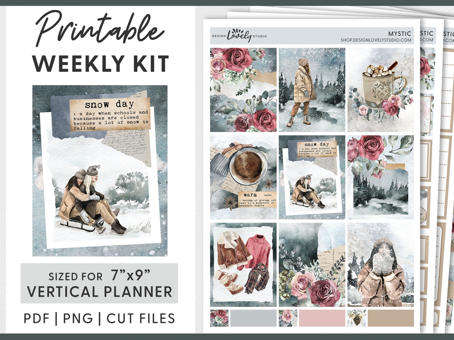 Winter Planner Stickers, Printable Planner Stickers, December Stickers ...