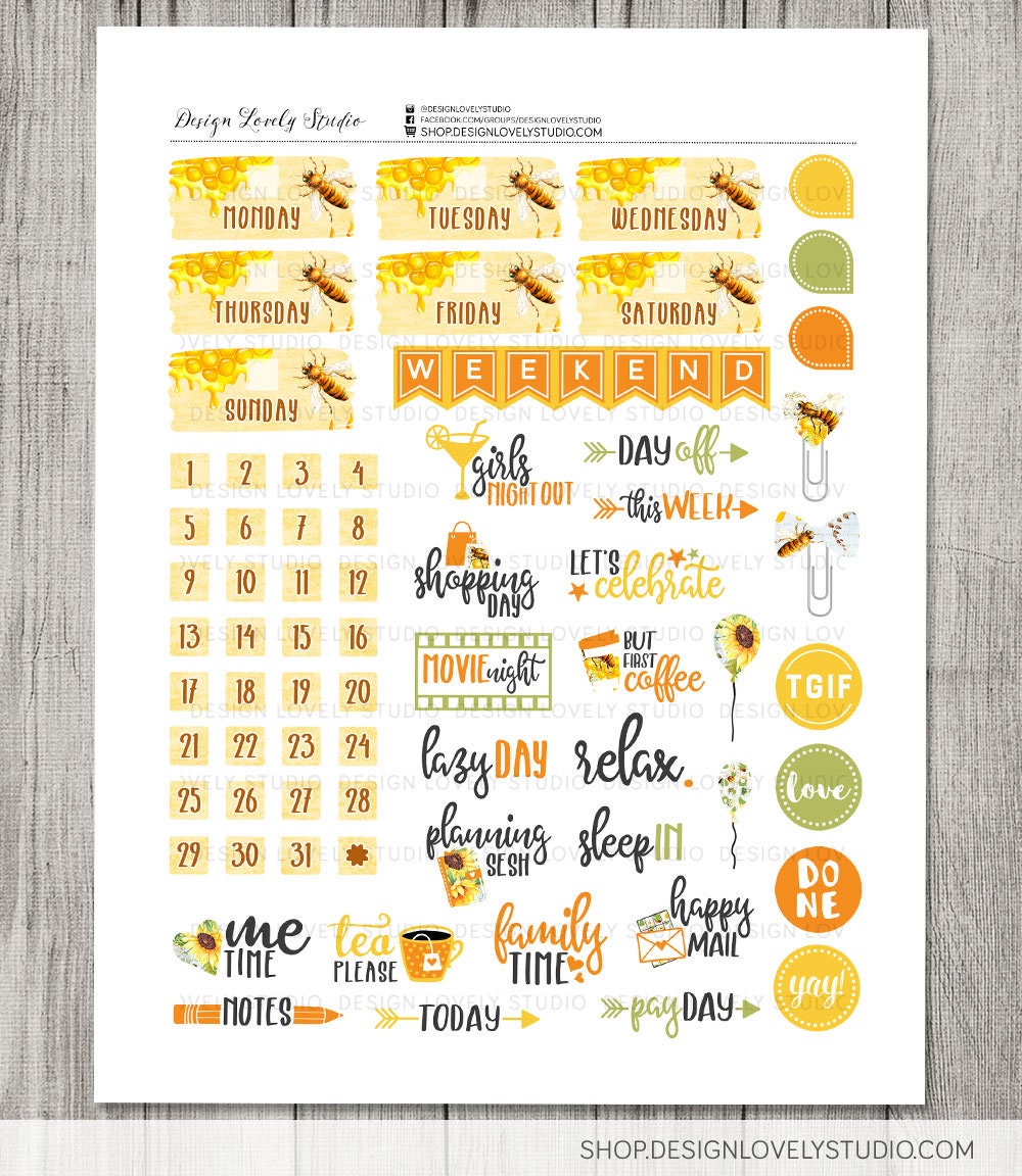PRINTABLE Big Happy Planner Weekly Kit Honey Bee Planner - Etsy