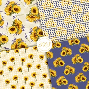 Sunflower Digital Paper Pack, Sunflower Digital Background, Summer ...