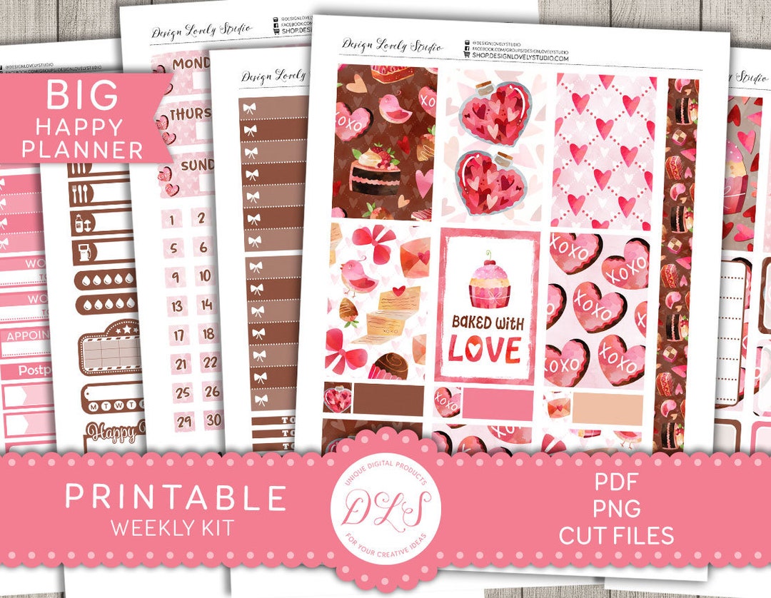 Printable VALENTINE'S DAY Planner Stickers, February Weekly Stickers ...