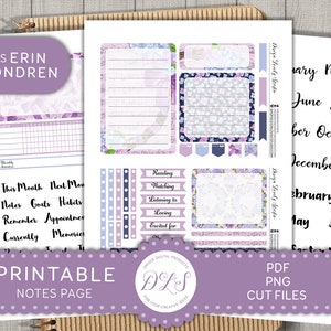 Printable NOTES PAGE Stickers for Erin Condren Life Planner, Notes Page ...