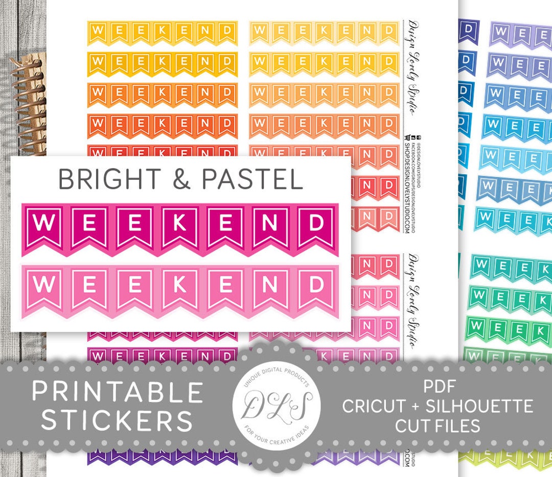 Weekend Banner Planner Stickers, Printable Weekend Banner Stickers ...
