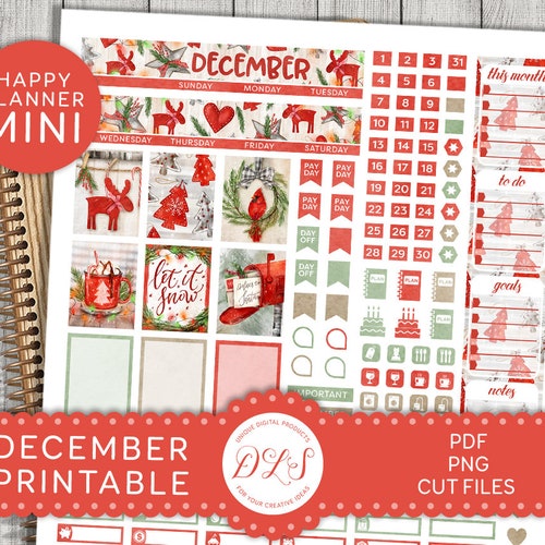 Printable DECEMBER Monthly Kit Mini Happy Planner December - Etsy