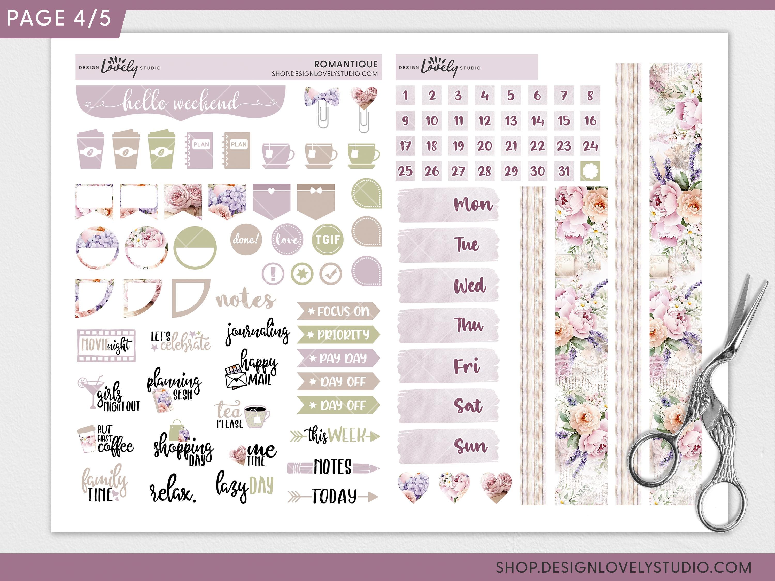 Printable Spring Planner Stickers, Romantic Stickers, Boho, Provence ...