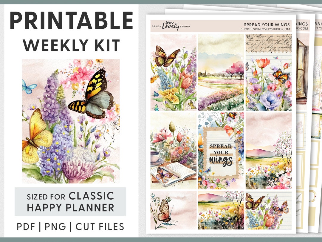 Butterfly Planner Stickers, Spring Stickers, Summer Stickers, Printable ...