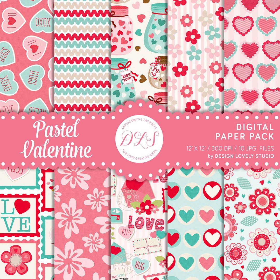 Valentine's Day Digital Paper Pack, Valentine's Day Digital Backdrop ...