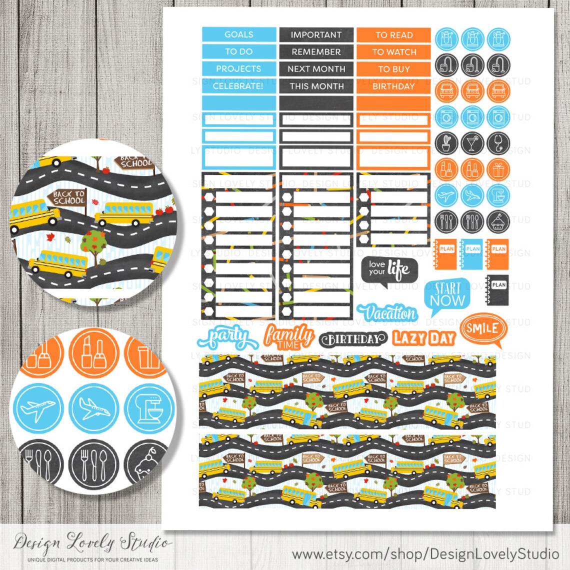 Happy Planner Back to School Monthly Stickers Kit August | Etsy