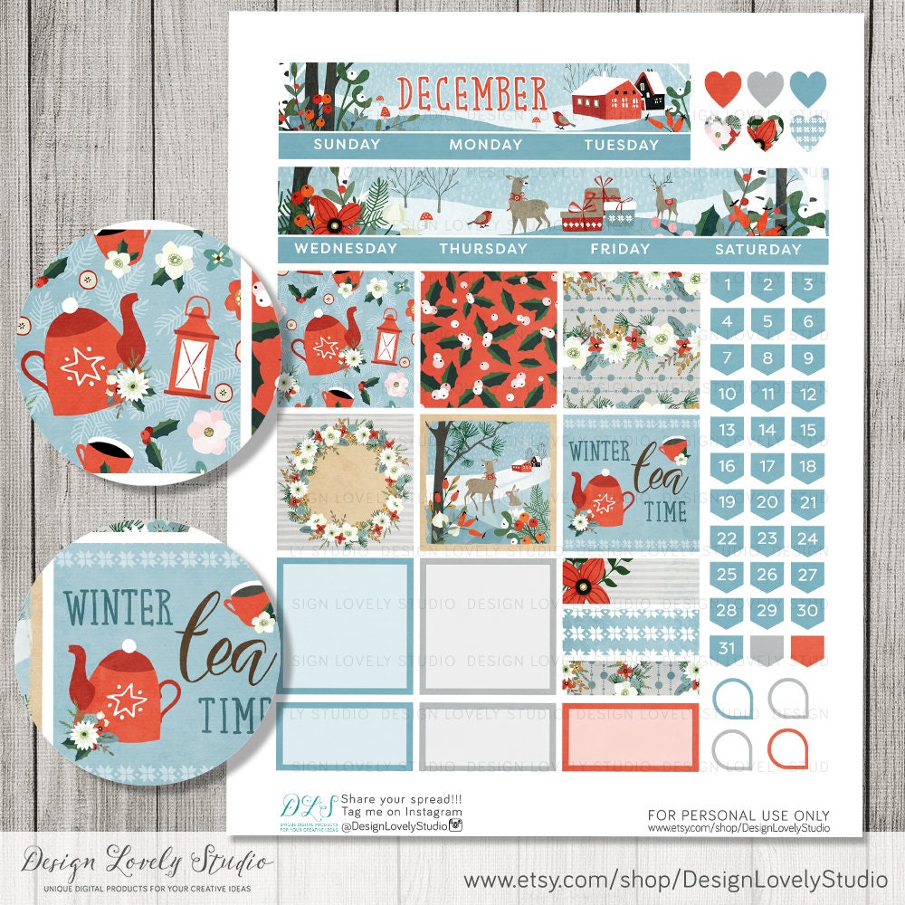 Printable December Monthly Kit Big Happy Planner December - Etsy