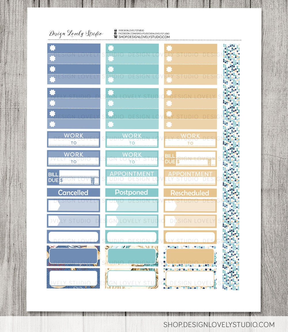 Beach Day Planner Stickers Big Happy Planner Printable | Etsy