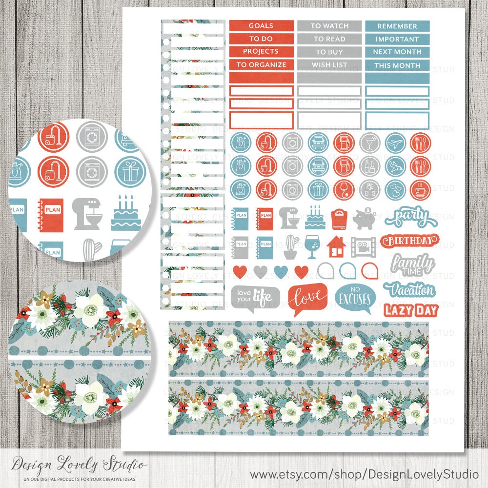 Printable January Monthly Kit January Planner Stickers Kit - Etsy