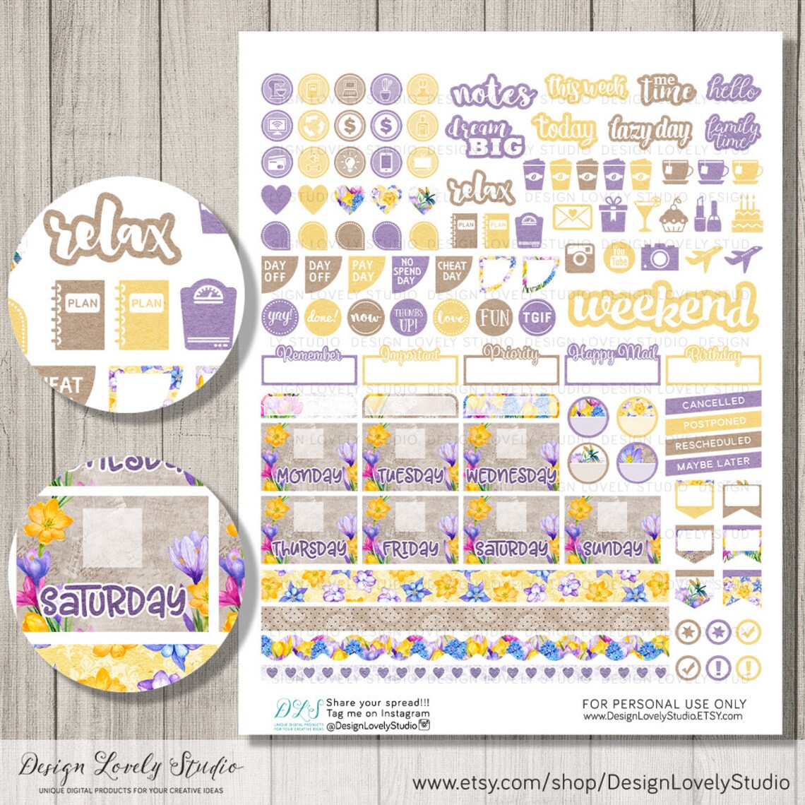 Printable FLORAL Planner Stickers Spring Floral Planner | Etsy