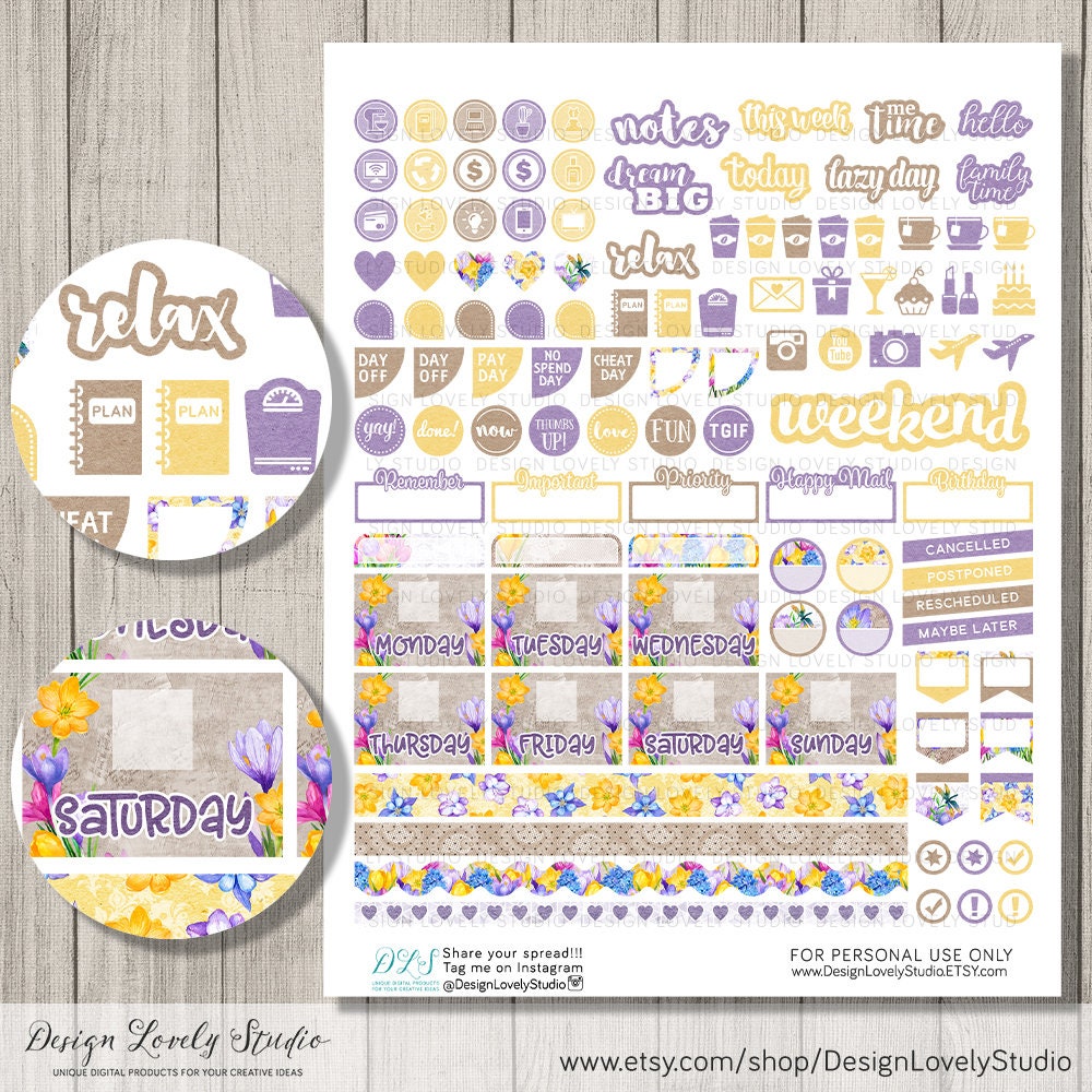 Printable FLORAL Planner Stickers Spring Floral Planner | Etsy