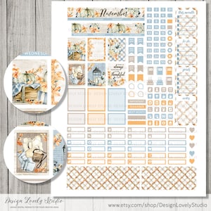 NOVEMBER Monthly Stickers Kit, Printable Mini Happy Planner Stickers ...