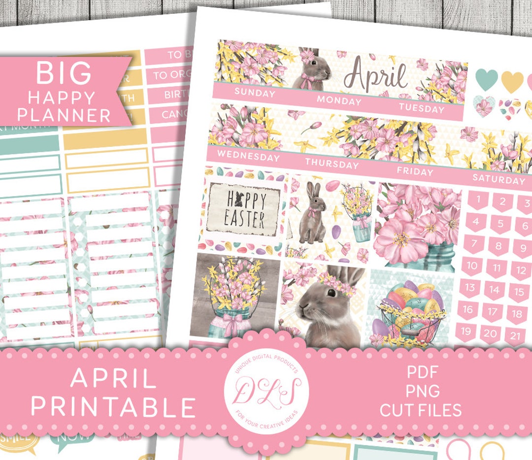 APRIL Monthly Planner Stickers, Big Happy Planner April Stickers Kit ...