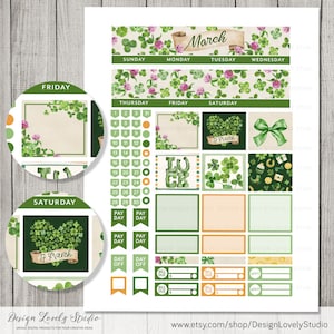 Printable MARCH Monthly Planner Stickers for Erin Condren, St. Patrick ...