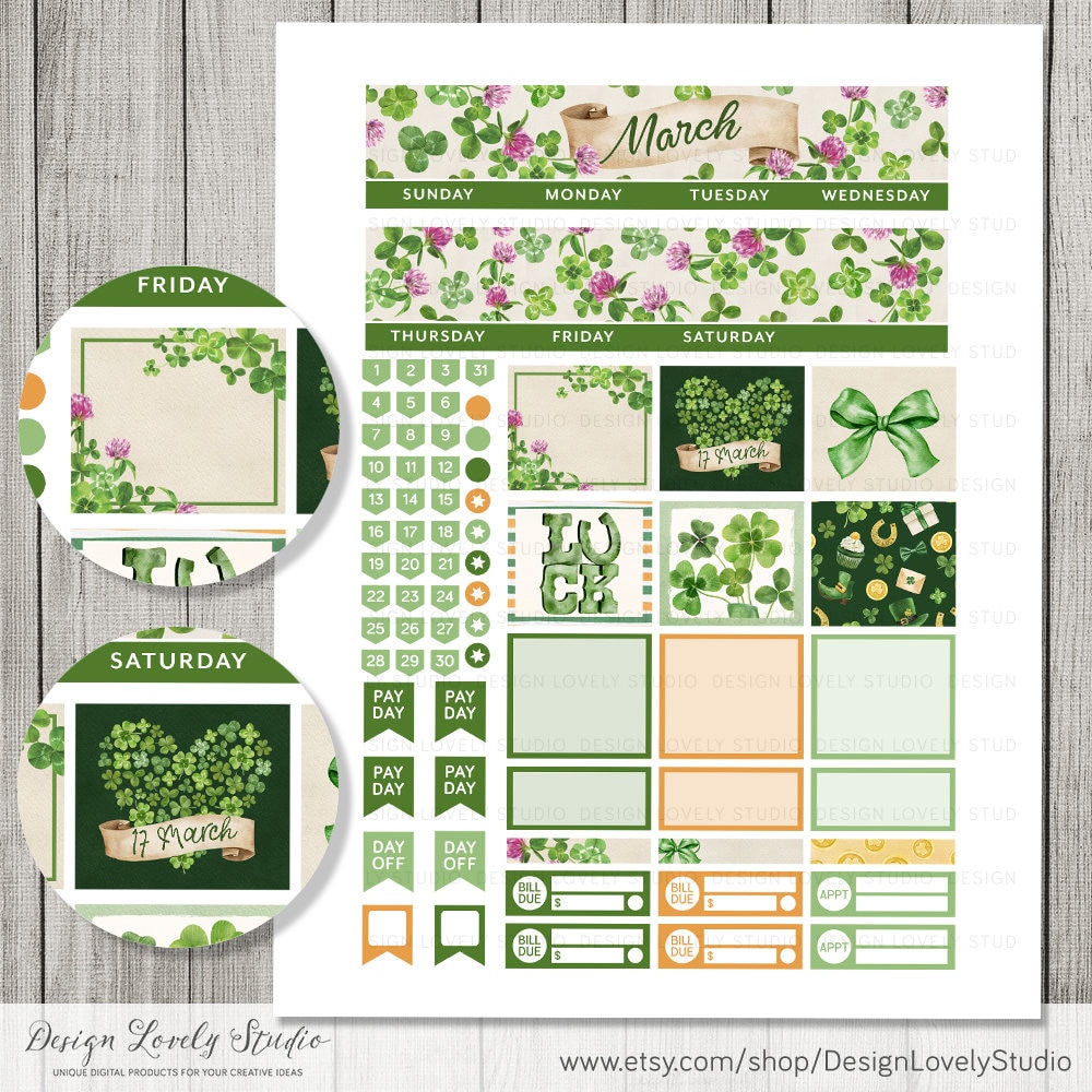 Printable MARCH Monthly Planner Stickers for Erin Condren St. - Etsy
