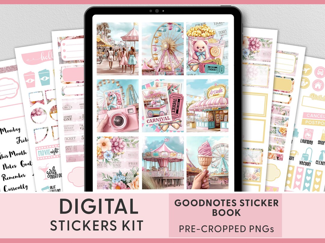 Carnival Funfair Digital Stickers, Pre-cropped for Goodnotes, iPad ...