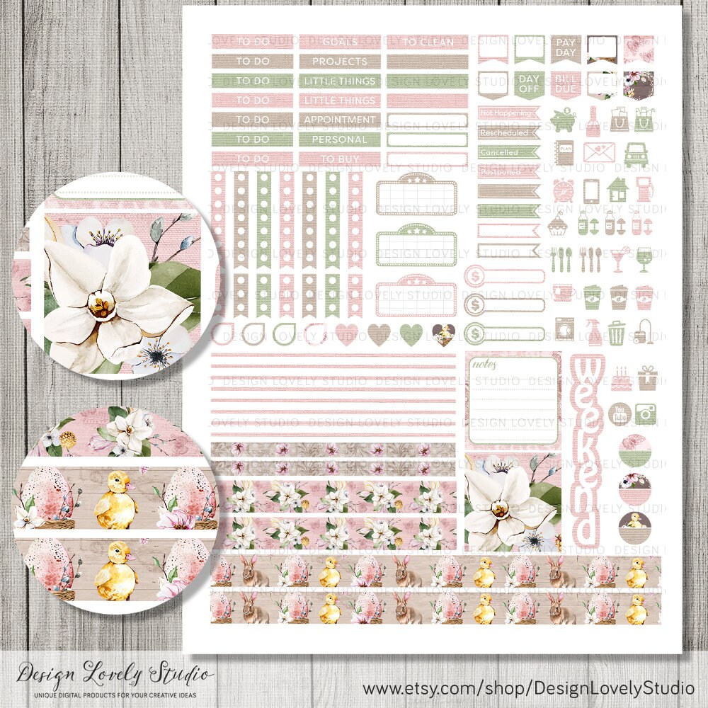 Printable Easter Planner Stickers, Mini Happy Planner Weekly Stickers ...