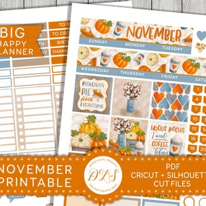 November Big Happy Planner Stickers, Big Happy Planner Printable ...