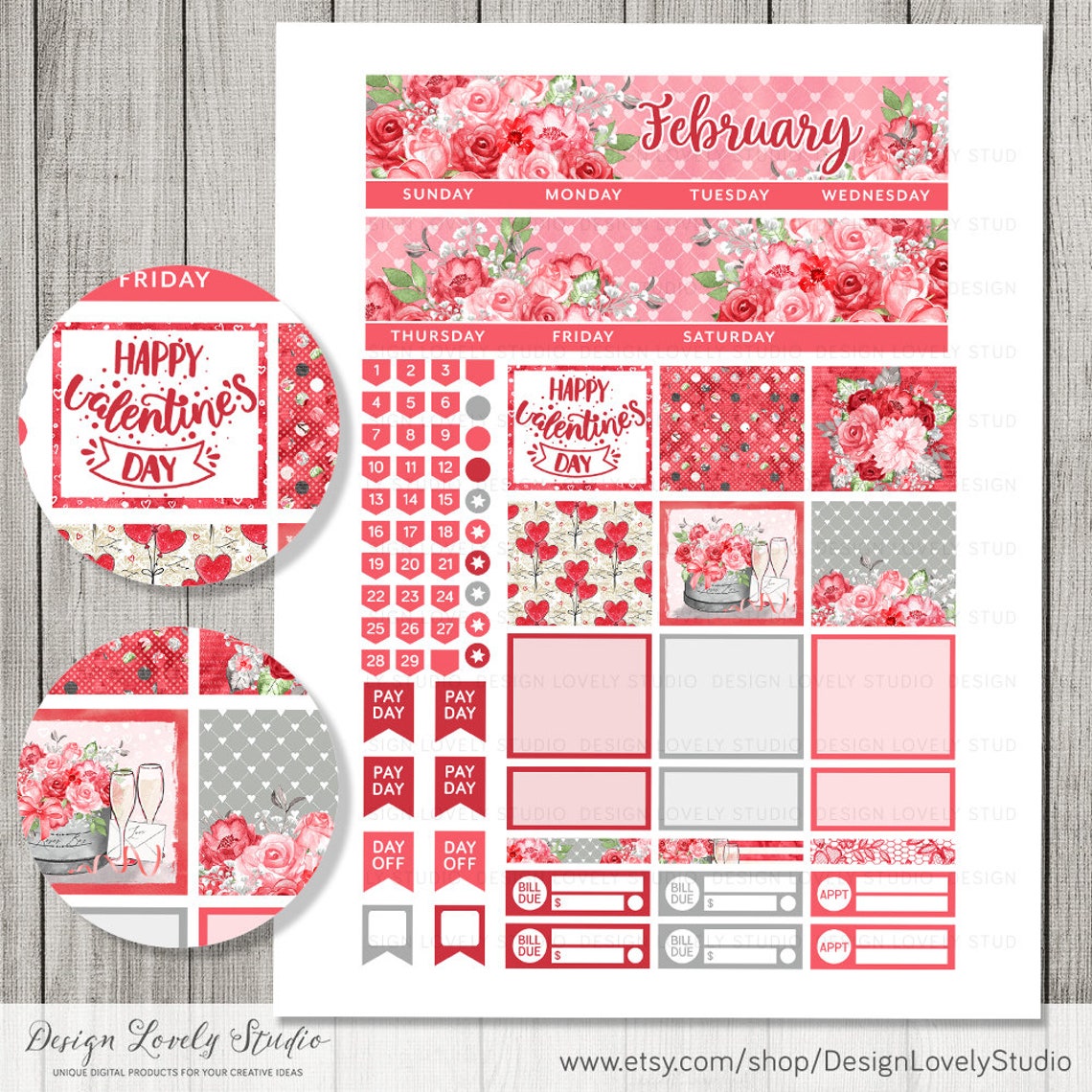Printable February Monthly Kit Valentines Day Planner - Etsy
