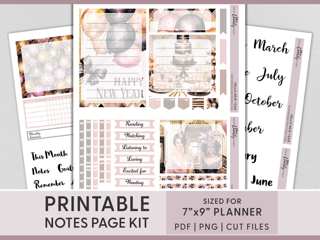 January Notes Page Kit, January Notes Page Kit, New Year Notes Page ...