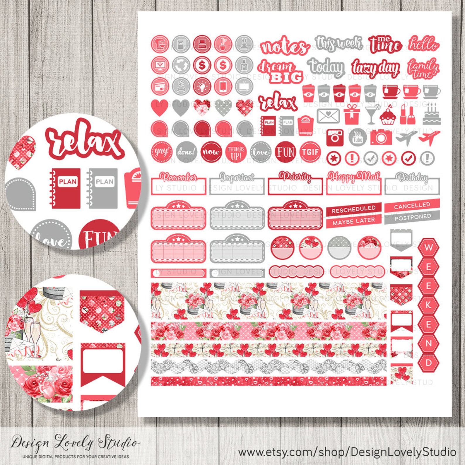 Printable Valentine's Day Planner Stickers Valentines Day - Etsy
