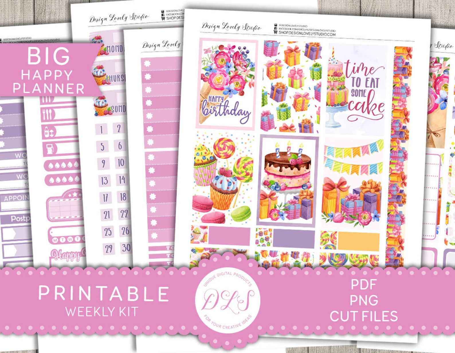 PRINTABLE Birthday Planner Stickers Kit Big Happy Planner - Etsy