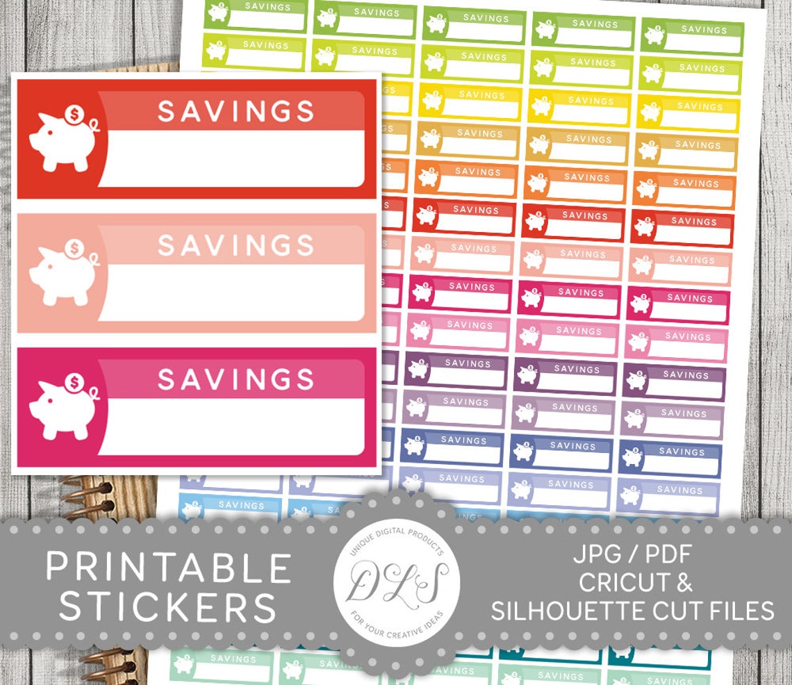 Savings Stickers Savings Planner Stickers Printable Savings - Etsy