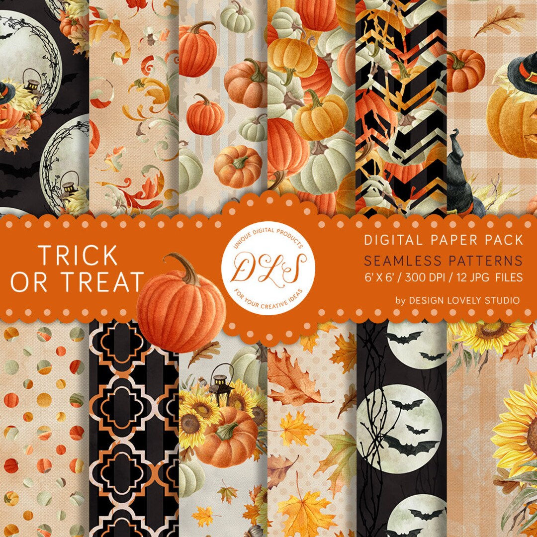 HALLOWEEN Digital Paper Pack: "trick or Treat" Fall Digital Paper ...