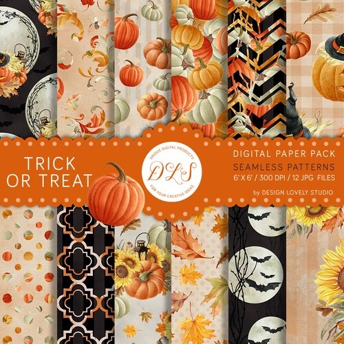 HALLOWEEN Digital Paper Pack: trick or Treat Fall | Etsy