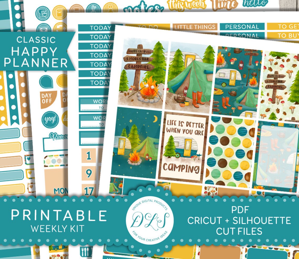 Happy Planner Camping Stickers, Camping Planner Printable, Camper ...