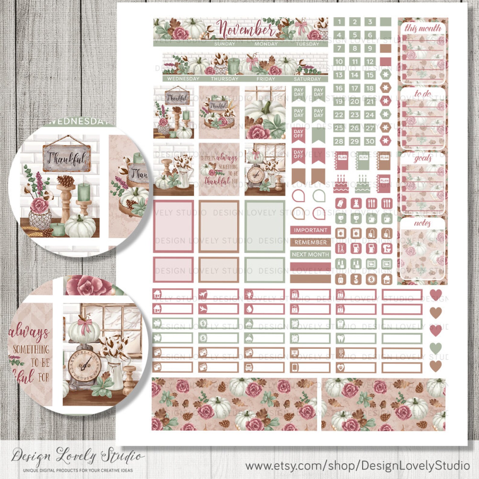 November Mini Happy Planner Stickers Printable November - Etsy